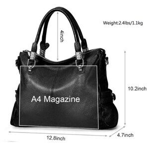 S-Zone | Bags | Szone Black Pebble Genuine Leather Satchel Handbag ...